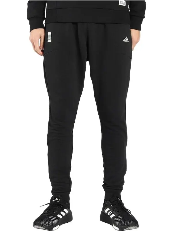 Adidas Wj Pt Swt Rib Solid Color Knit Breathable Athleisure Casual Sports Pants Black - Multi-color