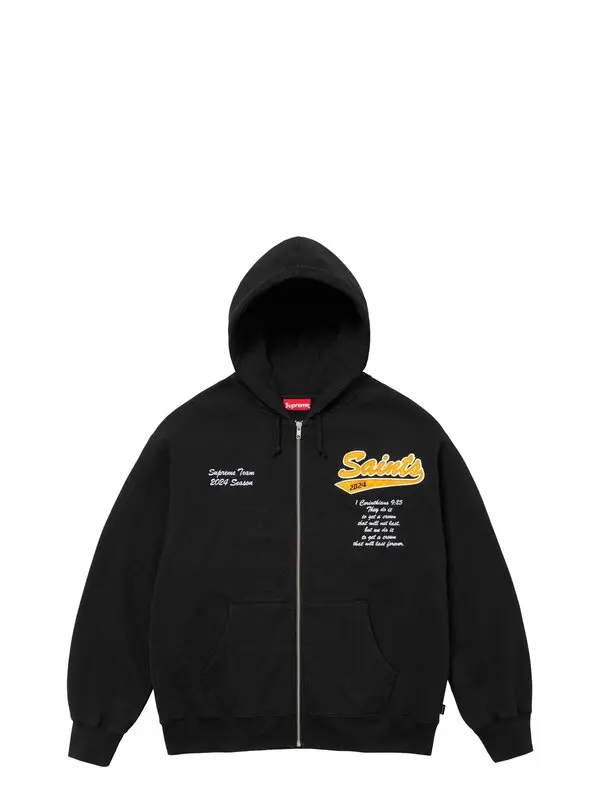 Supreme Salvation Zip Up Hooded Sweatshirt - Black/white/yellow