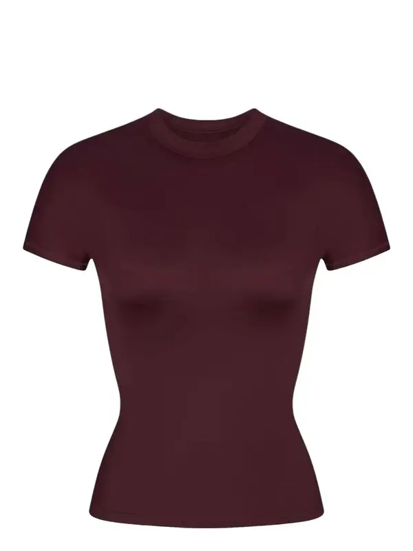 Nike X Skims Shine Mock-neck Short-sleeve Top - Currant