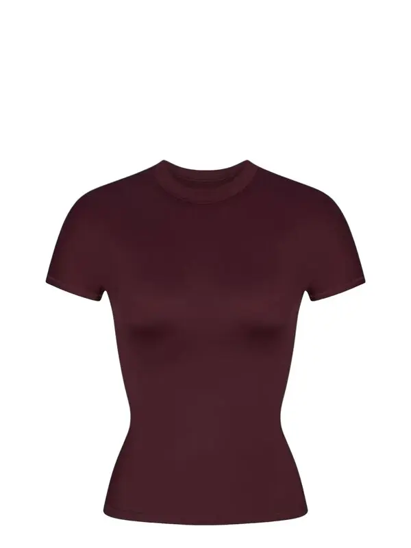 Nike X Skims Shine Mock-neck Short-sleeve Top - Currant