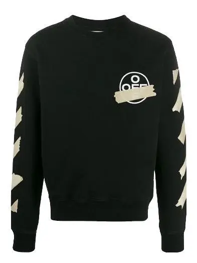 Off-White Tap Arrows" Logo Long Sleeve Sweater - Black