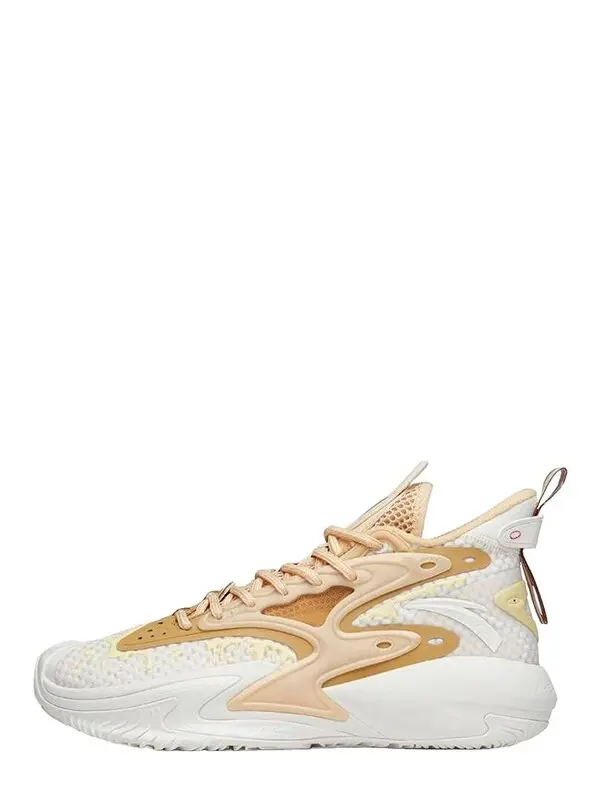 ANTA High Top Basketball Sneakers - White/tan/black