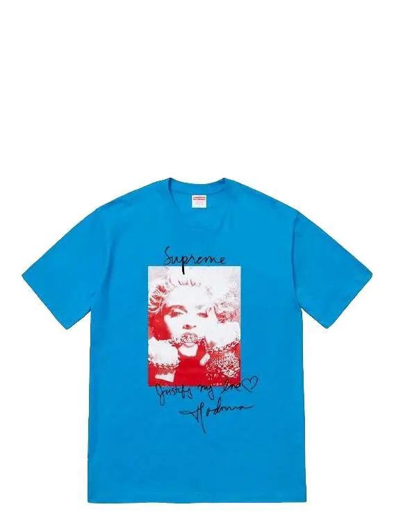 Supreme Fw18 Madonna Tee Bright Printing Short Sleeve - Blue