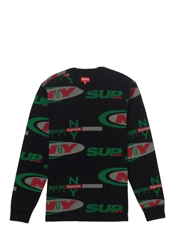 Supreme Fw18 Ny Waffle Thermal Round Neck - Black