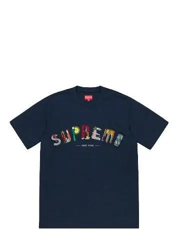 Supreme Ss19 City Arc Tee Navy Embroidered Logo Short Sleeve Navy - Blue