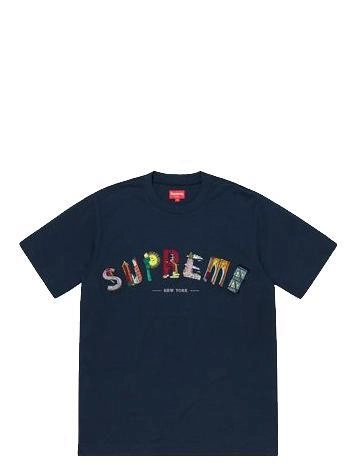 Supreme Ss19 City Arc Tee Navy Embroidered Logo Short Sleeve Navy - Blue