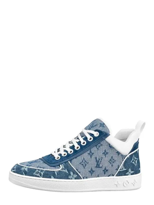 LOUIS VUITTON Monogram Denim Boombox Sneakers - Blue