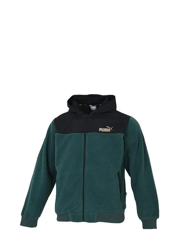 PUMA Colorblock Hooded Fleece Jacket - Green