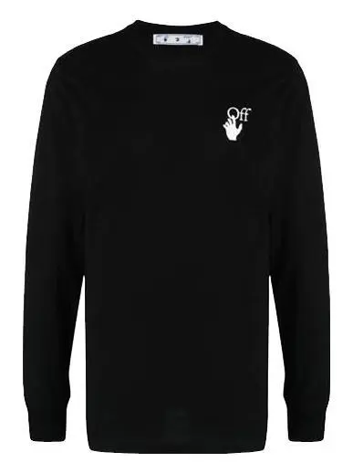 Off-White Fw21 Logo Arrow Pattern Round Neck Long Sleeves - Black