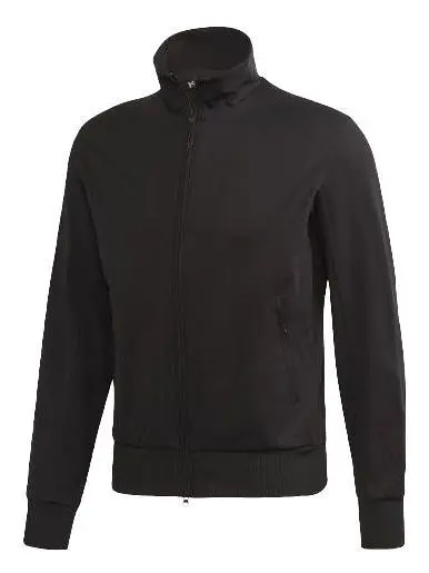 Adidas Y-3 Long Sleeve Jacket With Printing Logo And Stand Collar - Black