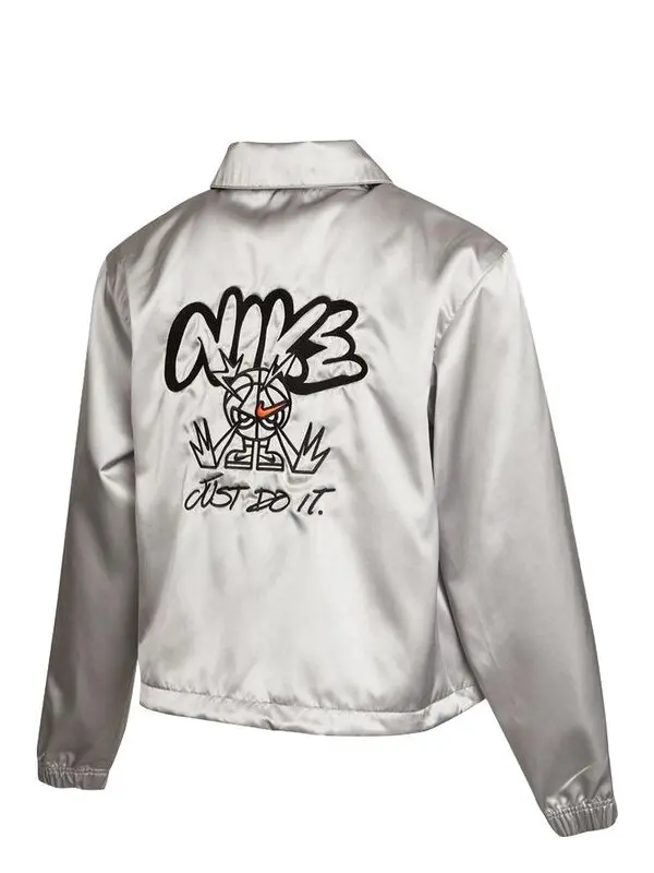 Nike Embroidered Woven Sports Jacket - Silver