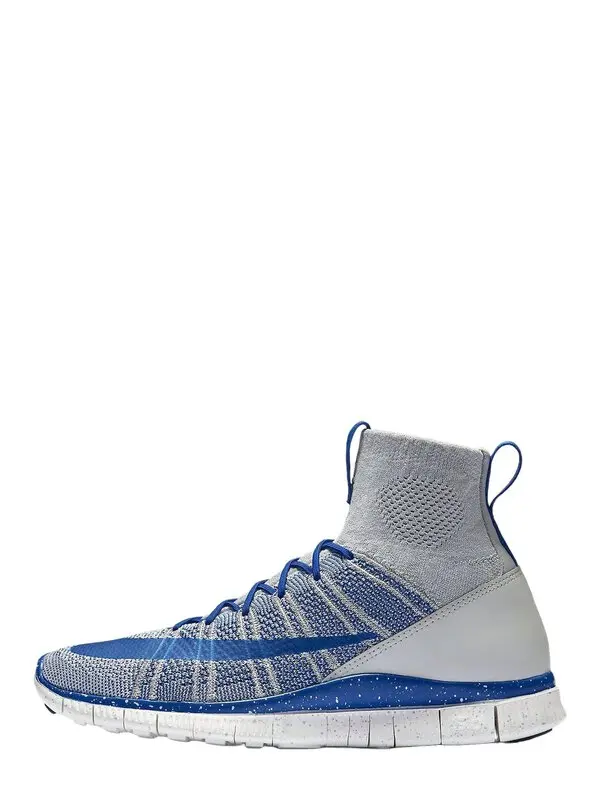 Nike Free Flyknit Mercurial High Top Sneakers - Grey/blue