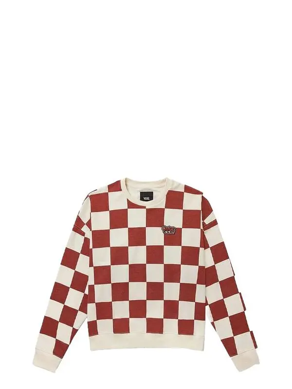 VANS Grid Round Neck Pullover Couple Style - Red