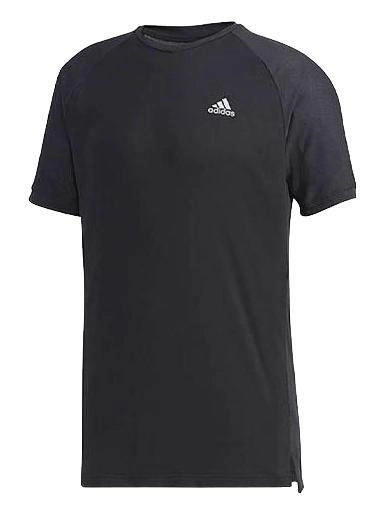 Adidas Logo Round Neck Sports Short Sleeve Black T-shirt - Default Color