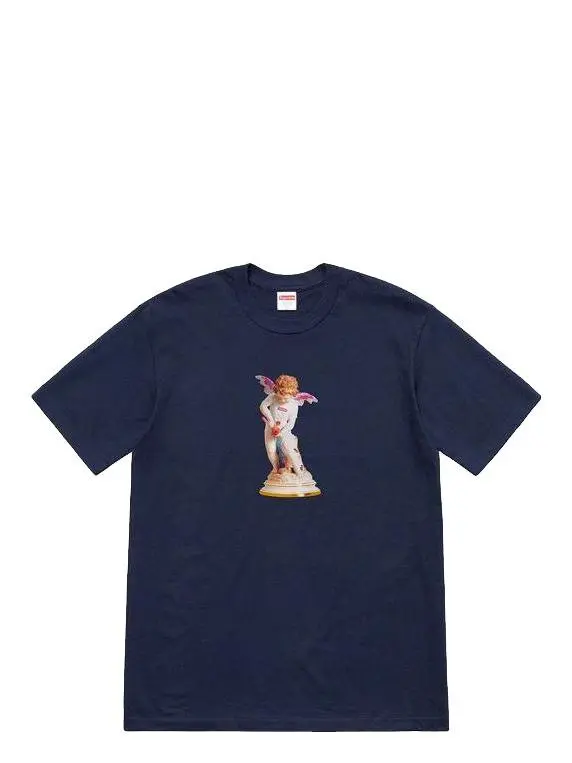 Supreme Ss19 Cupid Tee Navy Angel Printing Short Sleeve Navy - Blue