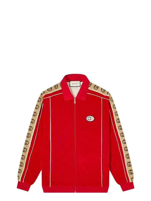 Gucci Velour Taped Oversized Track Jacket - Red