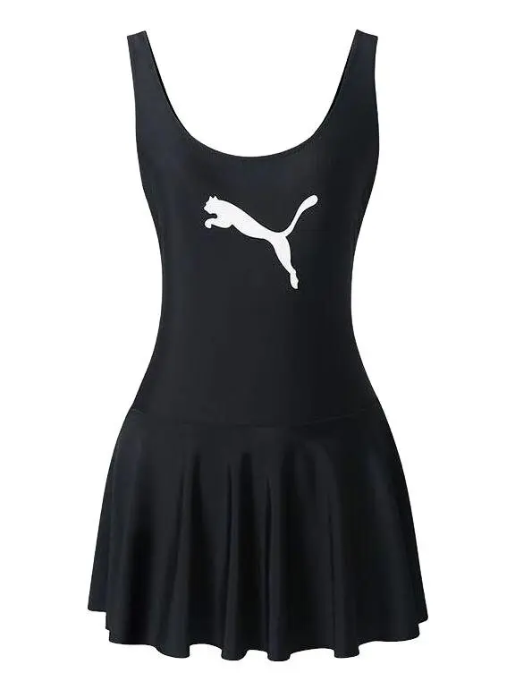 PUMA Logo One-piece Swimdress - Black