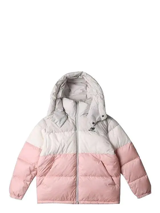 NEW BALANCE Puffer Jacket With Hood - White/pink