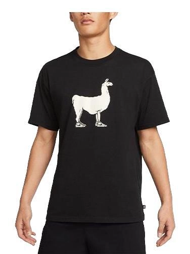 Nike Contrasting Colors Animal Pattern Printing Round Neck Casual Short Sleeve Black - Multi-color