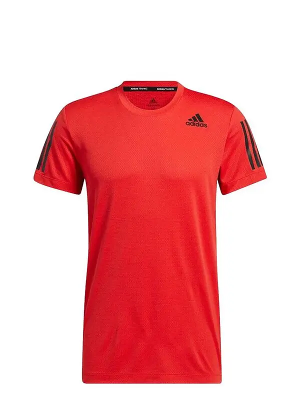 Adidas H.rdy Warri Stripes Print Crew Neck Short Sleeve Shirt - Red