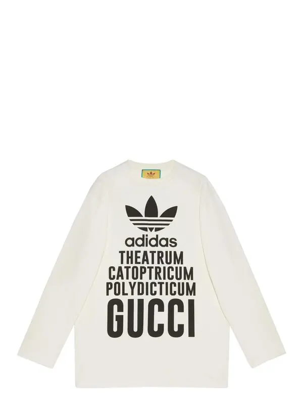 Gucci X Adidas Oversized Cotton Jersey Long Sleeve T-shirt - White