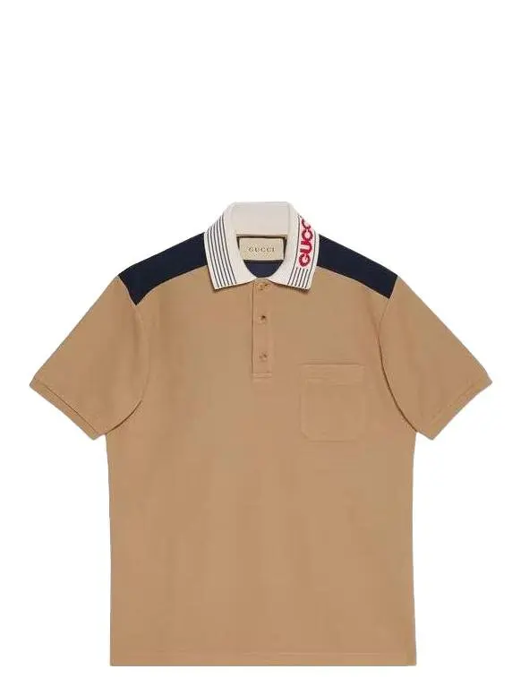 Gucci Cotton Jersey Polo Shirt - Camel