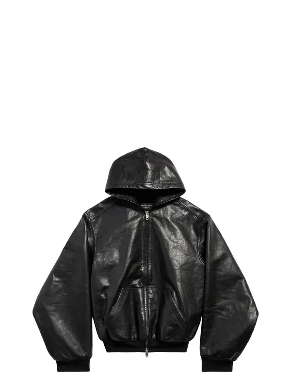 Balenciaga Lined Zip-up Hoodie - Black