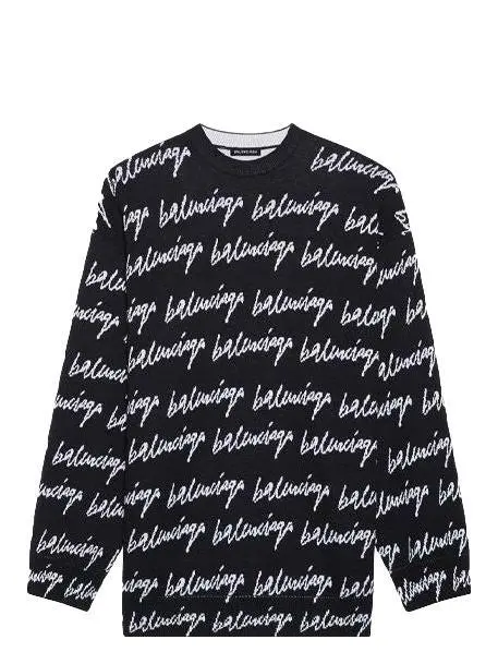 Balenciaga All Over Logo Jumper - Black