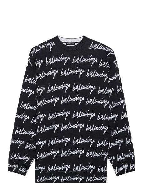 Balenciaga All Over Logo Jumper - Black