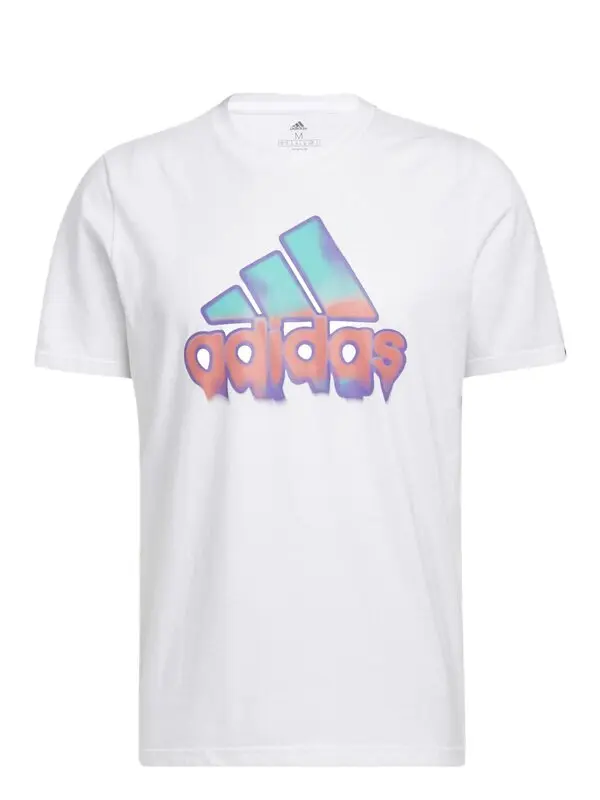 Adidas Ss22 Alphabet Logo Round Neck Short Sleeve White T-shirt - Multi-color