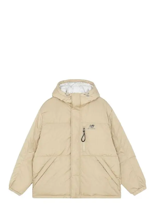 NEW BALANCE Hooded Down Jacket - Beige/white