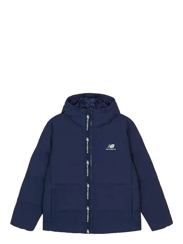 NEW BALANCE Down Jacket With Logo Print - Blue/black