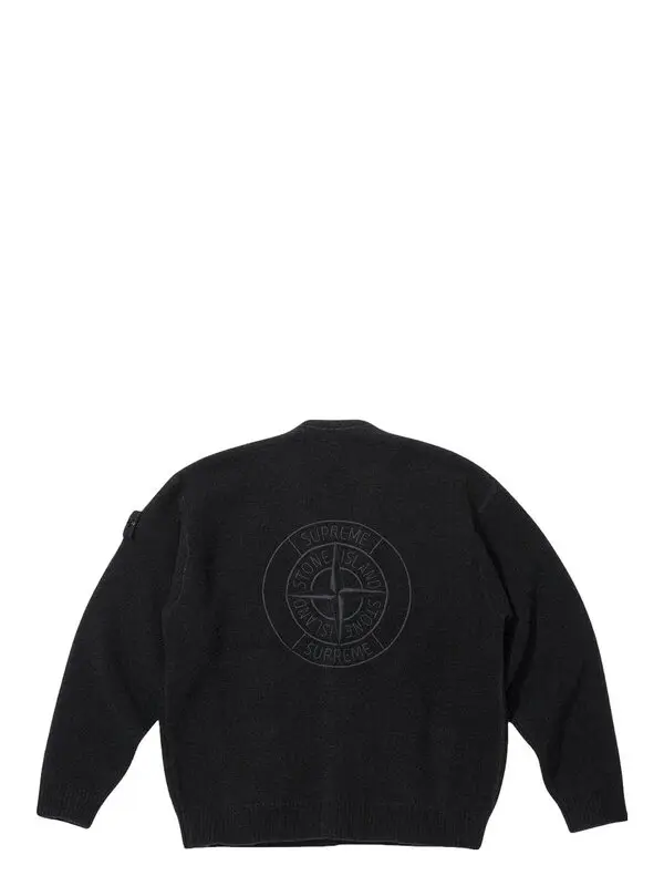 Supreme X Stone Island Boucle Cardigan Jacket - Black