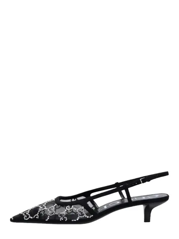 Gucci Slingback Pump With Embellished Detail - Black