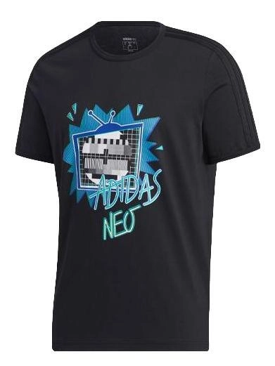 Adidas Neo Funny Printing Sports Round Neck Short Sleeve - Black