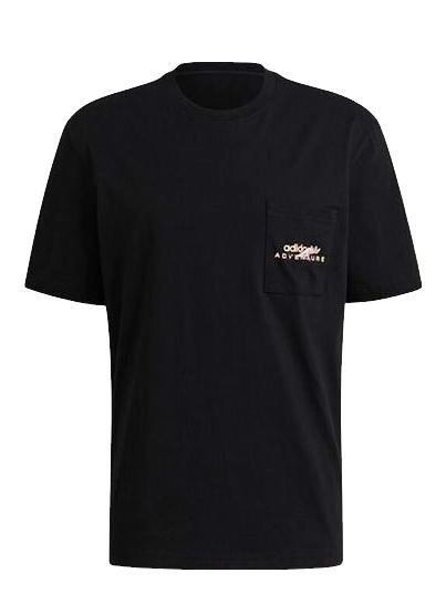 Adidas Originals Adv Pkt Logo Teeee Casual Sports Round Neck Breathable Short Sleeve - Black