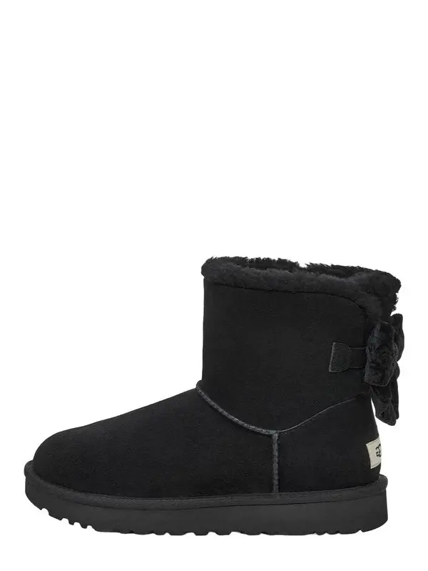 UGG Mini Bailey Bow Crushed Velvet Boot - Black