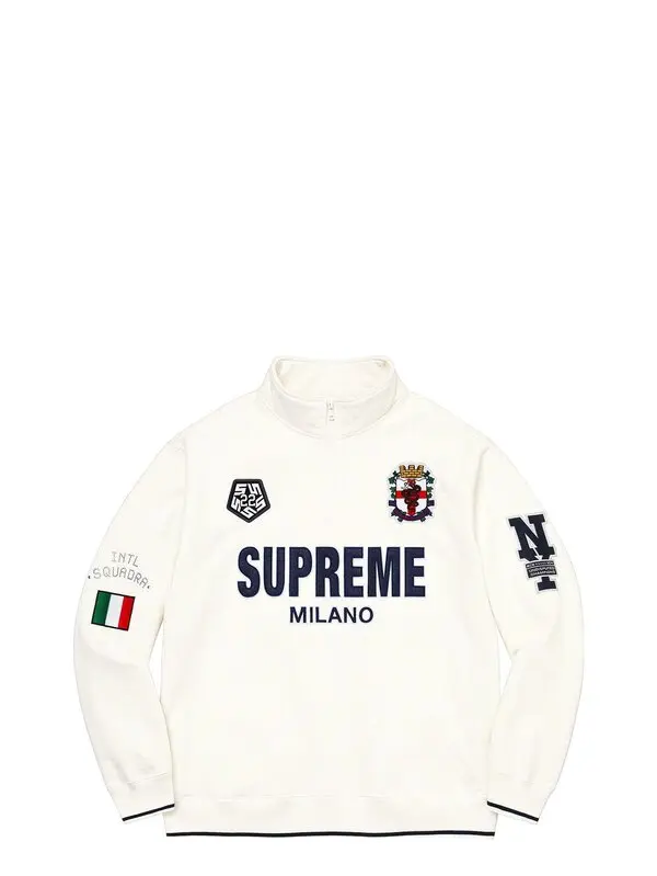 Supreme Milano Half Zip Pullover - White/navy