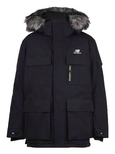 NEW BALANCE Down Parka With Faux Fur Hood - Black