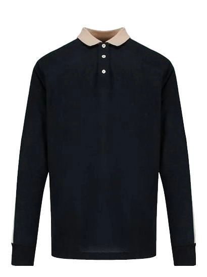 Gucci Ss20 Side Sleeve Logo Striped Ribbon Long Sleeve Polo Shirt For - Black