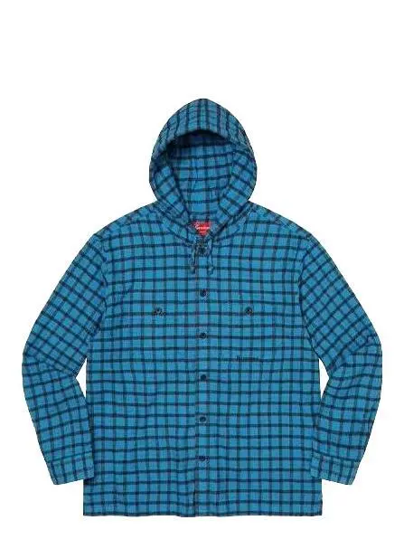 Supreme Mini Plaid Hooded Shirt 'blue Black - Blue/black