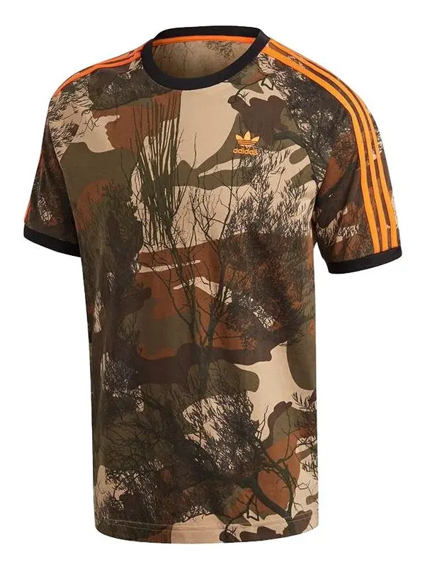 Adidas Originals Camo Aop Tee Camouflage Printing Stripe Sports Short Sleeve - Brown