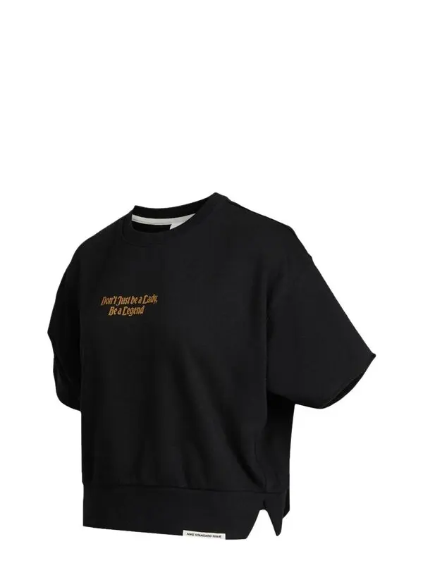 Nike Slogan Alphabet Printed Round Neck Sports Short Sleeve T-shirt - Black