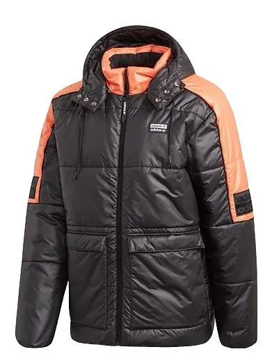 Adidas Originals R.y.v. Padded Colorblock Hooded Jacket - Black
