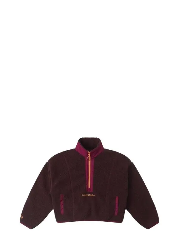 CONVERSE Sherpa Half Zip Top - Brown/pink