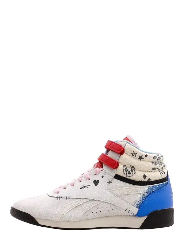 REEBOK Freestyle High X Dc Comics 'harley Quinn' Sneakers - Morning Fog/power Red/upbeat Blue