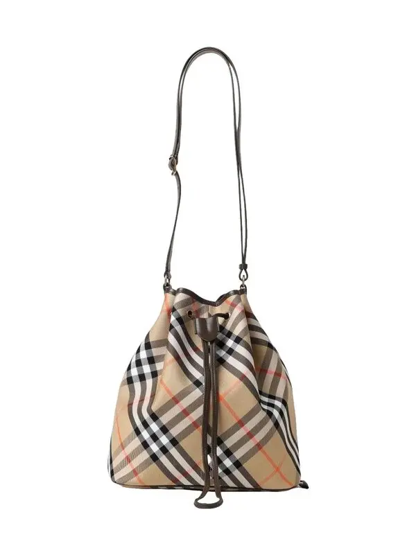 Burberry Vintage Check Coated Cotton Bucket Bag - Beige
