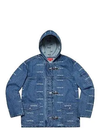 Supreme Logo Denim Turnout Jacket - Blue