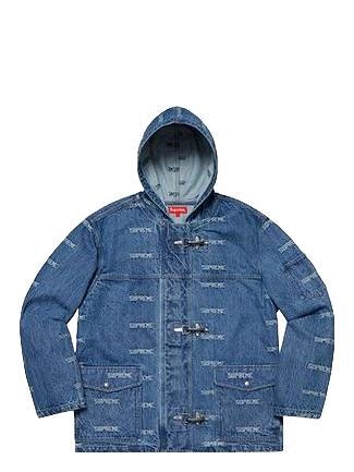 Supreme Logo Denim Turnout Jacket - Blue