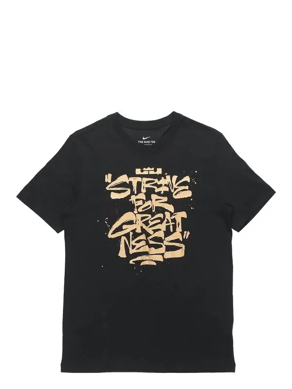 Nike Lebron Strive For Greatness Basketball Sports Printing Round Collar T-shirt - Black